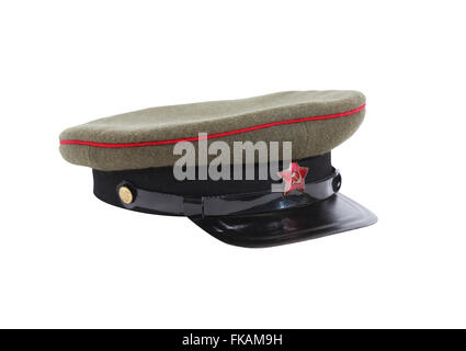 Peaked cap officer of the Soviet Army isolated on white background ...