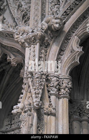 Detail of the sculpted stone Choir Screen, Lincoln Cathedral, Lincoln ...