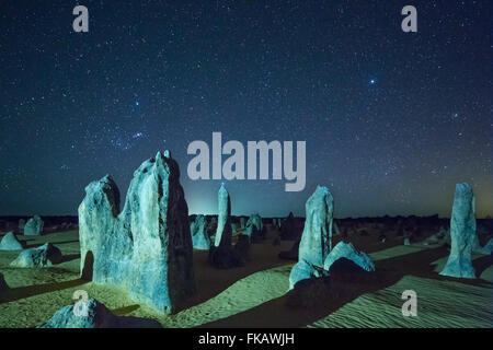 The Pinnacles at night, limestone formations. Nambung National Park ...