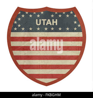 Grunge Utah American interstate highway sign isolated on a white ...