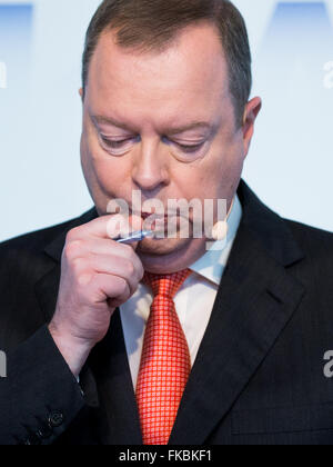 Essen, Germany. 08th Mar, 2016. RWE CEO Peter Terium speaks at the ...