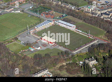 aerial view of Batley Rugby League Club stadium, West Yorkshire, UK ...