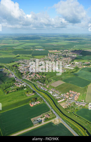 An aerial view of Billinghay and surrounding Lincolnshire countryside ...