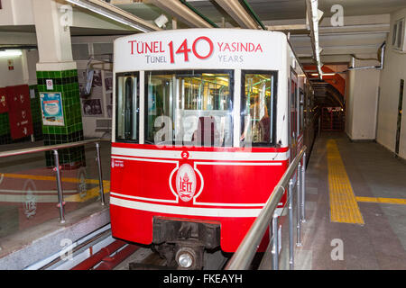 Funicular carriage, upper level of Tunel Karakoy to Beyoglu Funicular ...