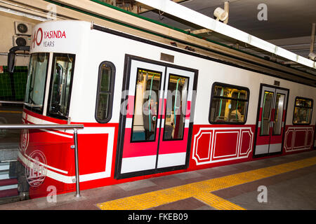 Funicular carriage, upper level of Tunel Karakoy to Beyoglu Funicular ...