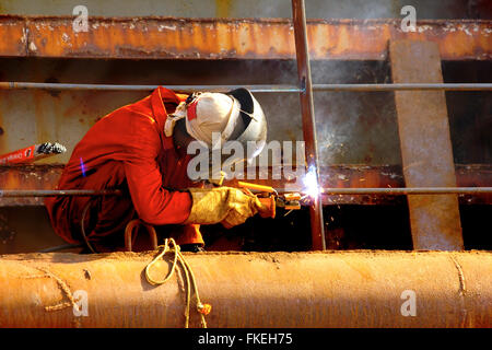 welding - Man at work, work in progress, safety measures in welding ...