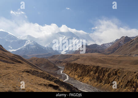 High altitude landscape view of Lenin Peak aka Ibn Sina peak in Trans ...
