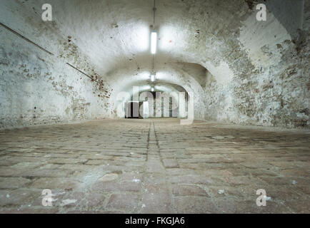 Basement of old fortress with vaulted brick ceiling - ancient dungeons ...