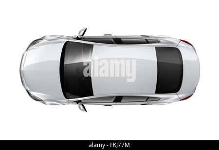 Silver sedan - top view Stock Photo - Alamy