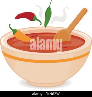 Bowl of hot chili soup. Vector black and white coloring page Stock ...