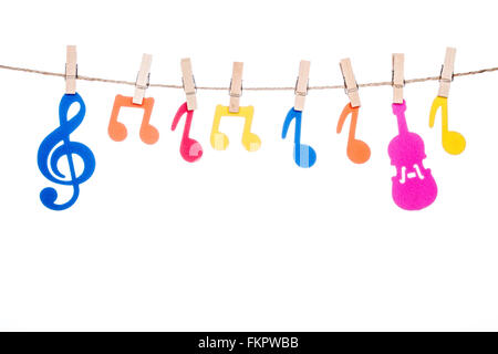 Colorful music notes on white background Stock Photo - Alamy