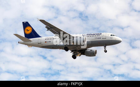 Lufthansa Germany Aeroplane landing at London Heathrow airport Stock ...