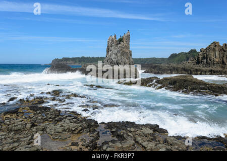 The landscape at Cathedral Rock, Kiama Australia. These volcanic rocks ...