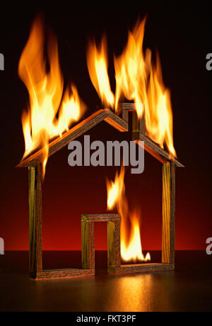 Fire protection frame with fireman - color illustration Stock Photo - Alamy