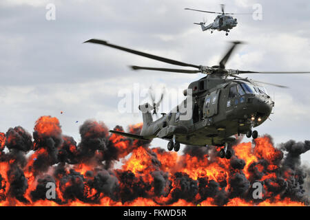 Rotor blades of Agusta Westland Merlin Helicopter at Farnborough ...