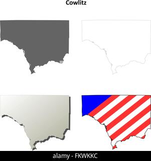 Cowlitz County (Washington) outline map set Stock Vector Image & Art ...