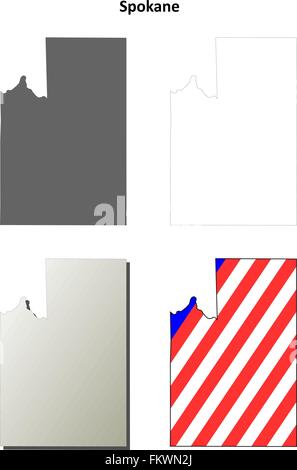 Spokane County (Washington) outline map set Stock Vector Image & Art ...