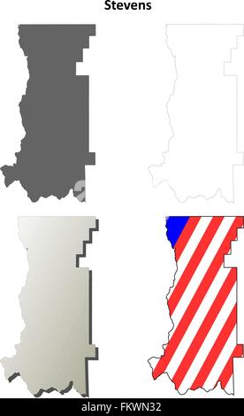 Stevens County (Washington) outline map set Stock Vector Image & Art ...