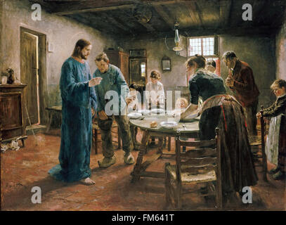 Fritz von Uhde painting, The Mealtime Prayer, oil on canvas, 1885 Stock ...