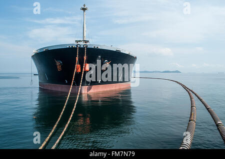 Cargo oil tanker is transferring oil to the crude oil storage Stock ...