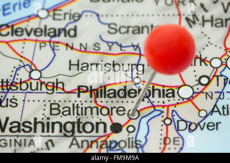 Baltimore map. Baltimore pin map. Close up of Baltimore map with red ...