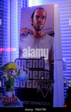 Grand Theft Auto 5 computer game advertising poster outside Game shop ...