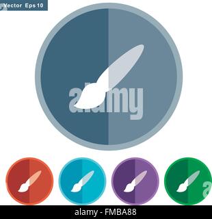 Set of Paint Brush icons in flat design. Vector illustration. Colored ...