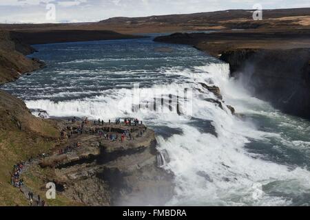 Iceland, Golden Circle, Gullfoss. Gullfoss Waterfall in winter. Credit ...