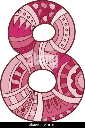 Number eight Zentangle. Vector decorative object Stock Vector Image ...