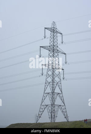 NATIONAL GRID ELECTRICITY PYLON AND OVERHEAD 400kv CABLES. ESSEX UK ...