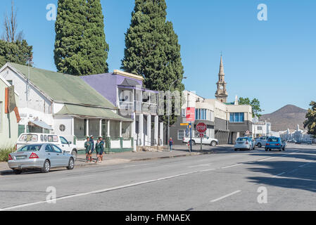 CRADOCK, SOUTH AFRICA - FEBRUARY 16, 2016: A street scene with ...
