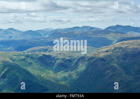 View from Hellvellyn Summit to Wythburn Fells - Lake District, UK Stock ...