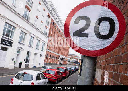 20 is plenty speed limit road signs 30 mph english village England UK ...