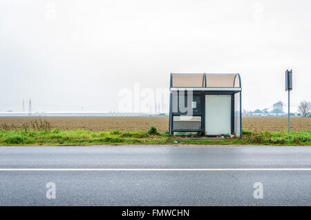 Isolated bus stop Stock Photo - Alamy