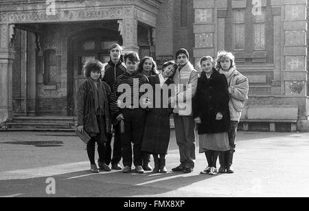 Group of teenagers. North Caucasus. The USSR, circa 1989. Film scan ...