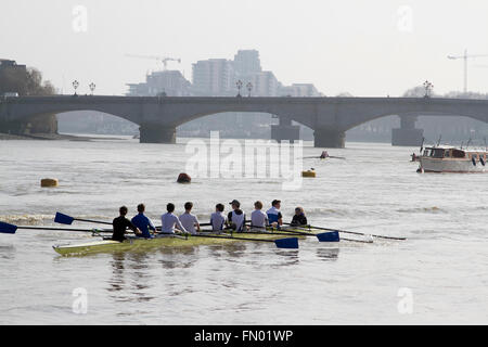 Putney London,UK. 13th March 2016. Rowing clubs take to the water on a ...