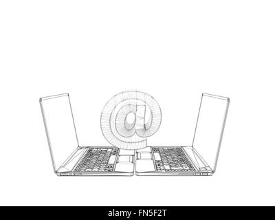 laptop wireframe illustration isolated on white background Stock Photo ...