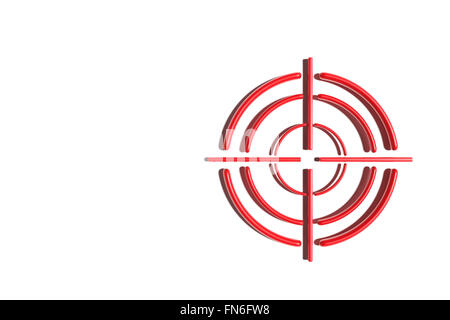 3d rendering of a red concentric sight with shadow on white background ...