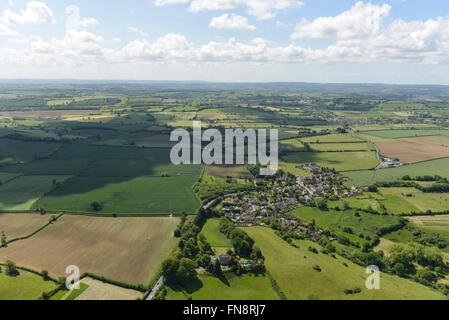 An aerial view of the Somerset village of Marksbury and surrounding ...