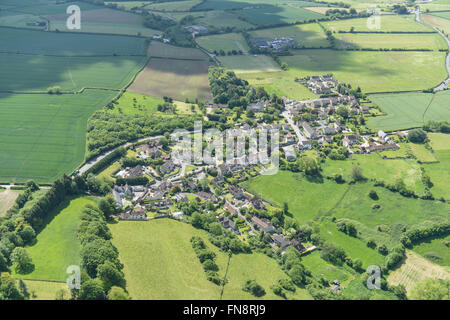An aerial view of the Somerset village of Marksbury and surrounding ...