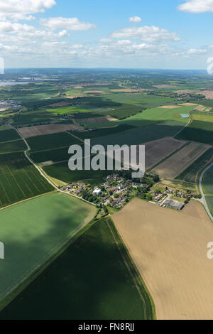 An aerial view of the Kent village of Stoke and surrounding countryside ...