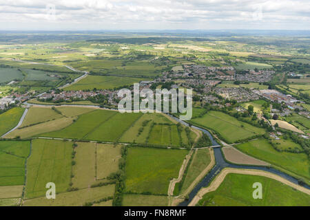 An aerial view of the Somerset settlements of Langport and Huish ...