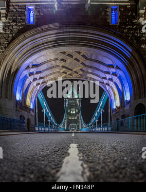 England, London, Tower Bridge with Empty Road at Night Stock Photo - Alamy
