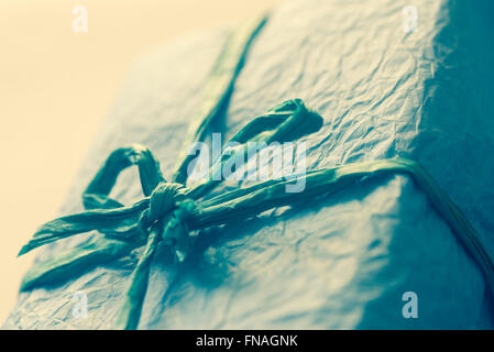 blue gift packing tied by ribbon, isolated on white with path Stock ...