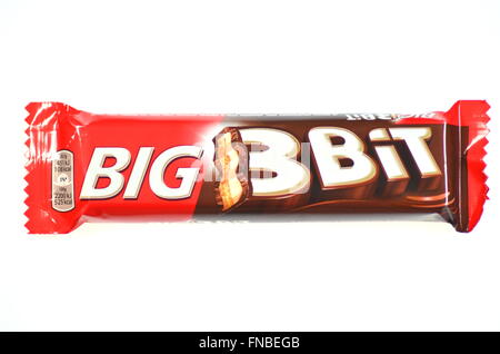 3Bit chocolate bar isolated on white background. 3Bit bars are produced ...