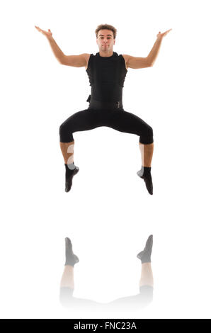 Ballroom teenager dancer isolated on studio yellow background. Latin ...