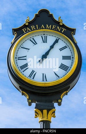 Street clock, Palace of Parliament, Parliament, Bucharest, Romania ...