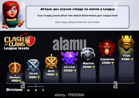 Clash of Clans - League Levels Stock Photo - Alamy