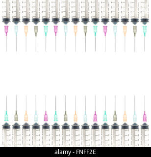 Five color needle or medical device isolated on white background ...