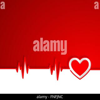 Heart beat diagram. ECG electrocardiogram chart. Red cardiac rhythm ...